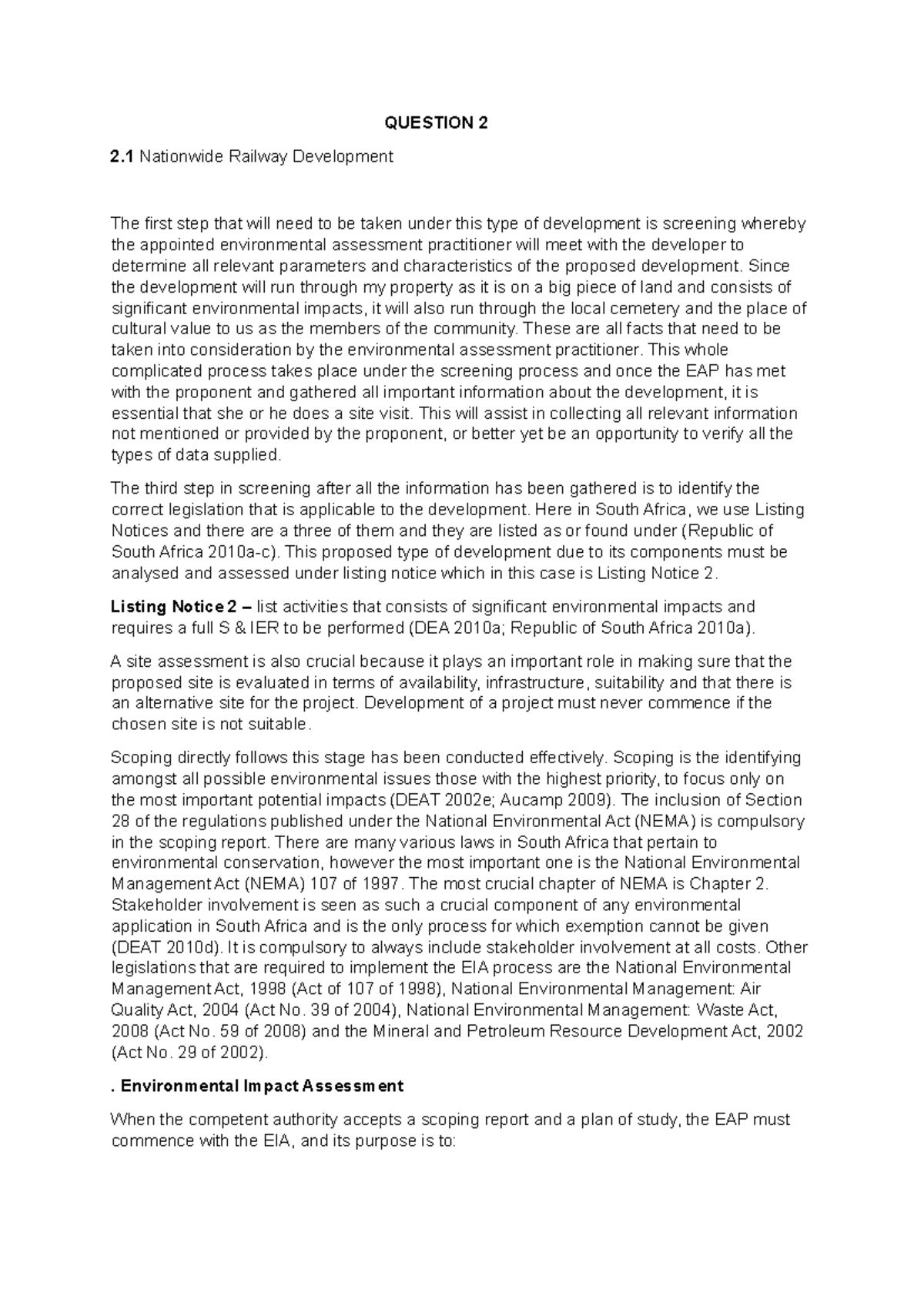 Assessing Environmental Impacts Script Assessment 02 - QUESTION 2 2 ...