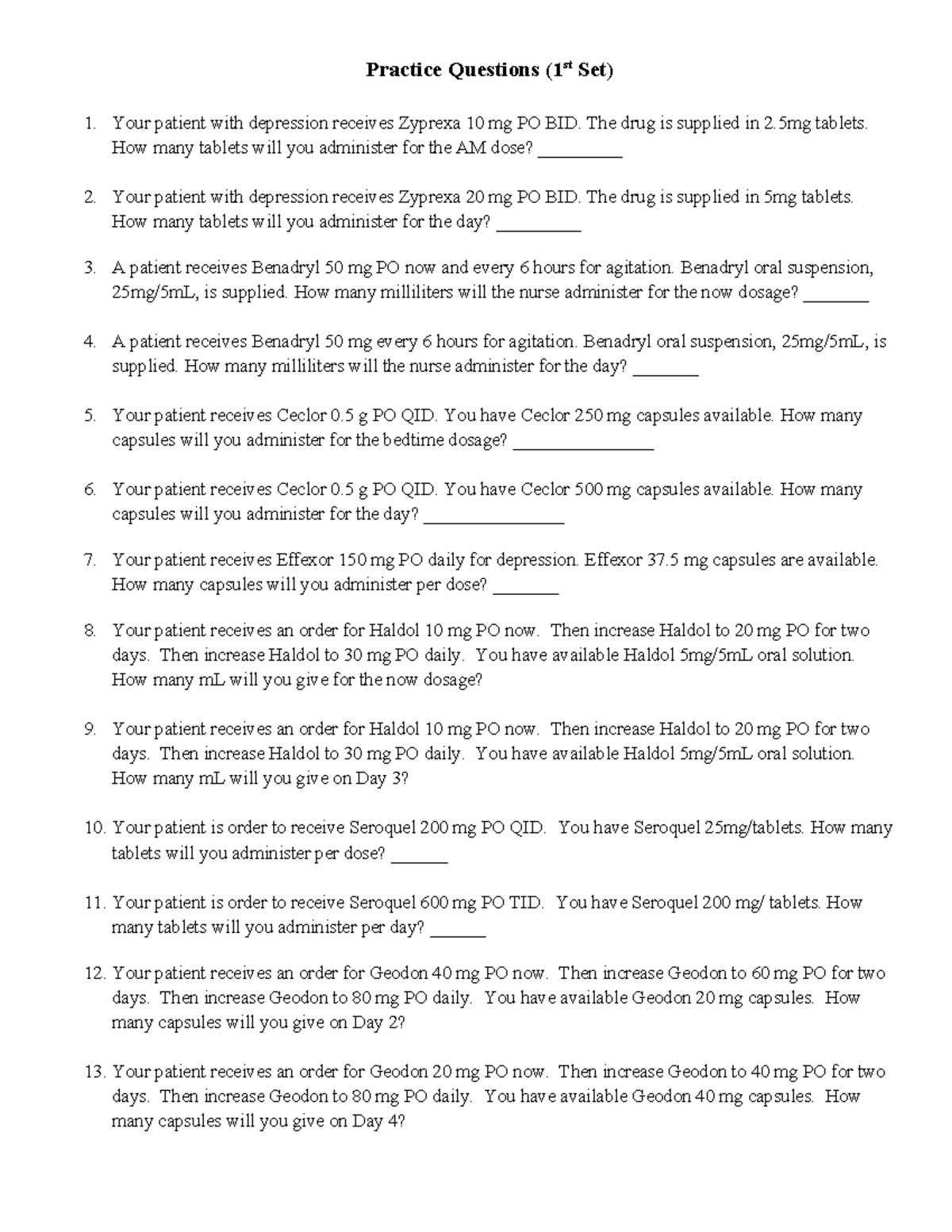 Psych Practice Questions - Set 1 - Practice Questions (1st Set) 1. Your ...