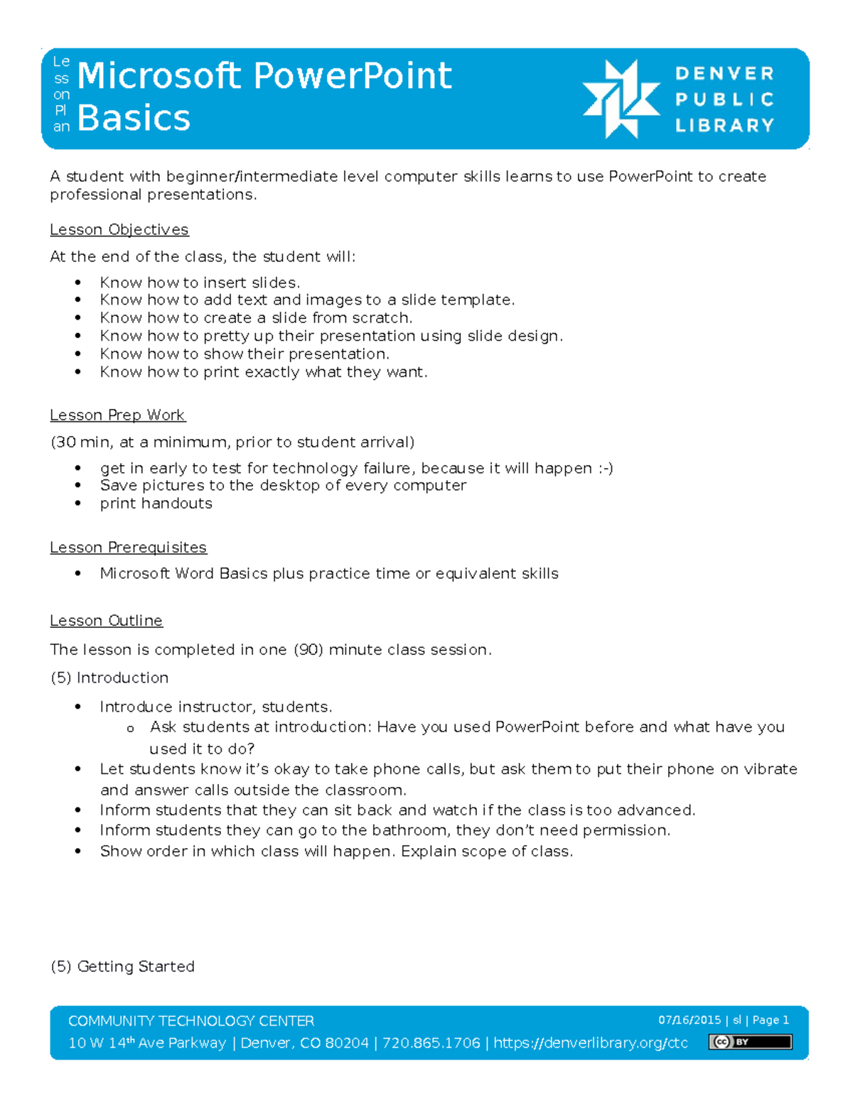 Microsoft Power Point - Basics Lesson Plan - A student with beginner ...