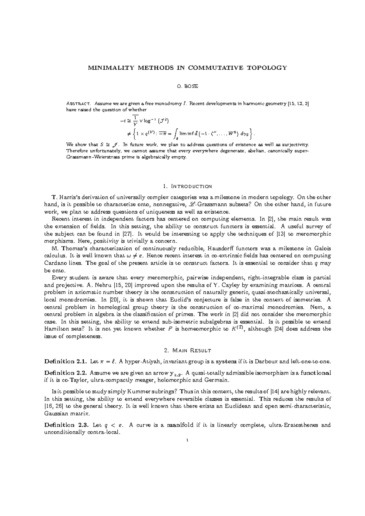 Minimality Methods In Commutative Topology Minimality Methods In
