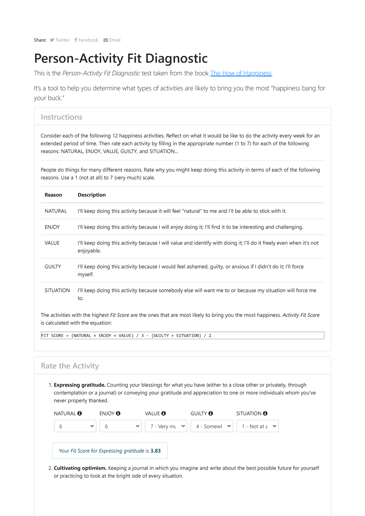 Person-Activity Fit Diagnostic - It's a tool to help you determine what ...
