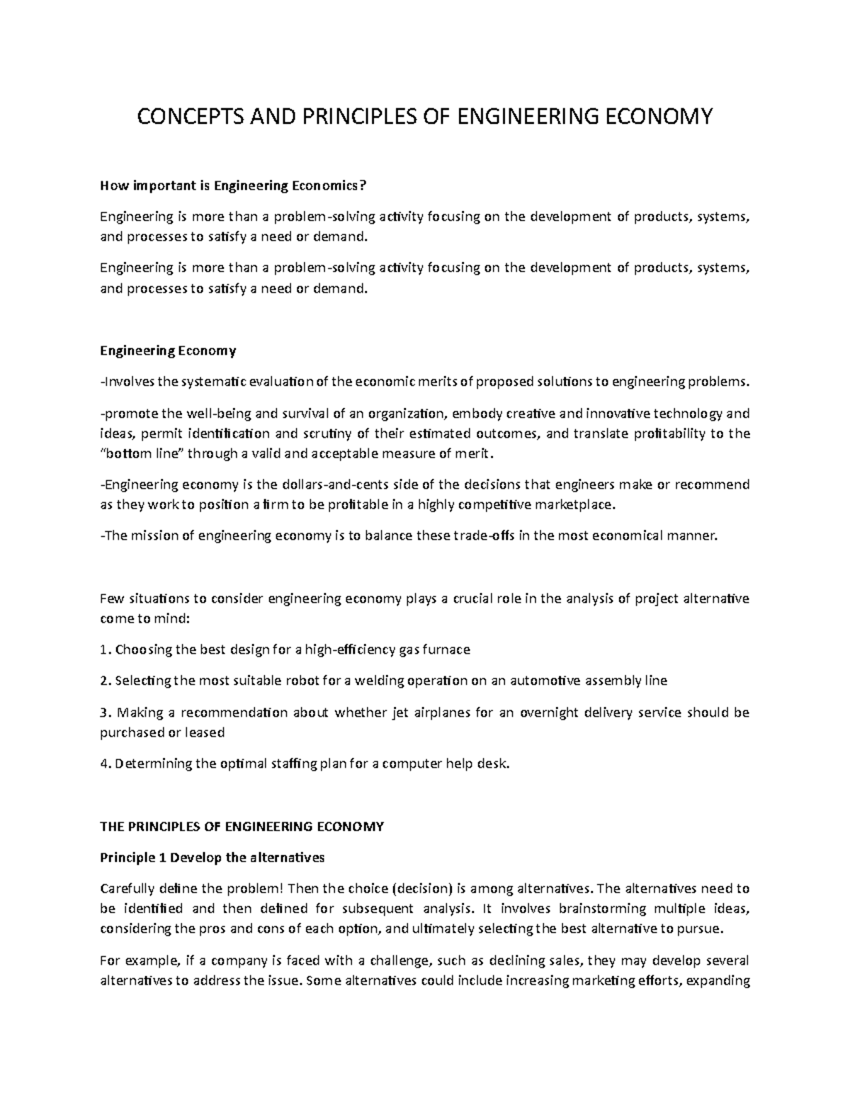 Concepts and Principles of Engineering Economy - CONCEPTS AND ...