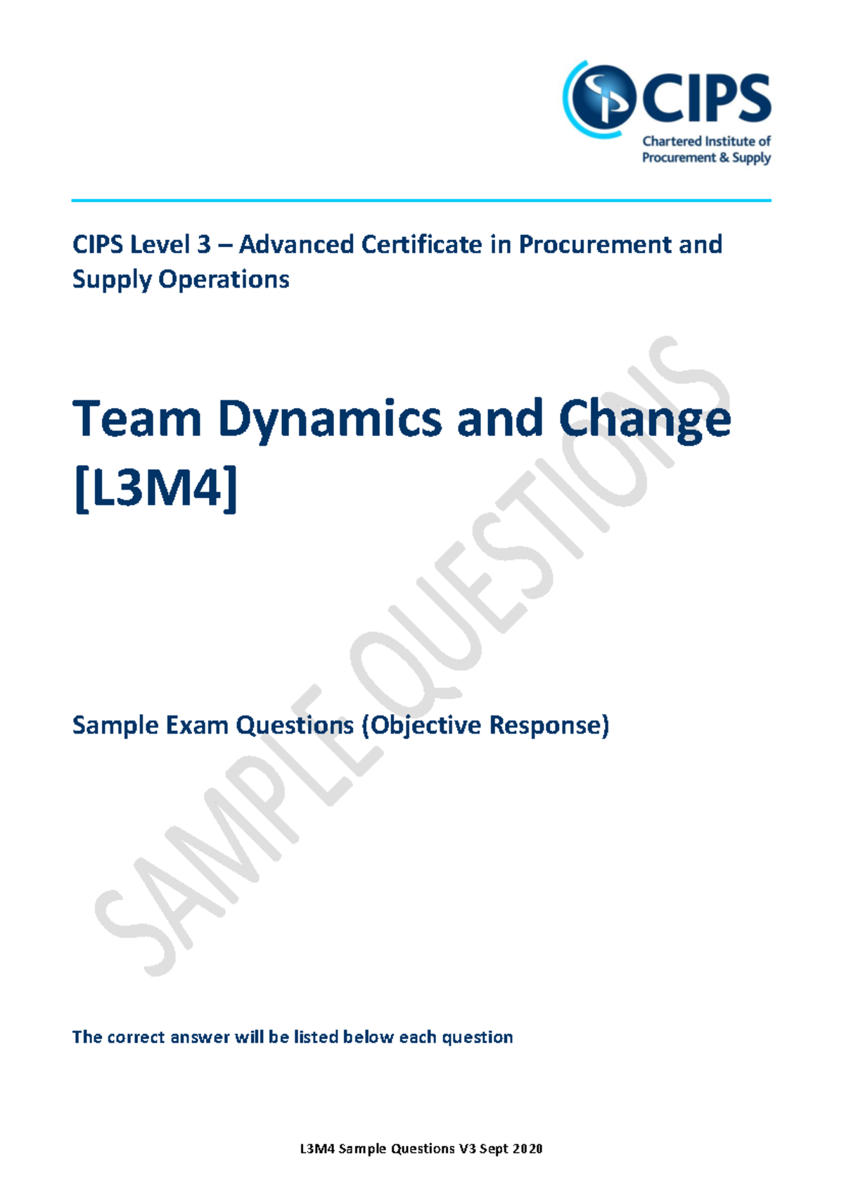 CIPS L3M4 - Chartered Institute of Supply Level 3 Module 4 Team ...
