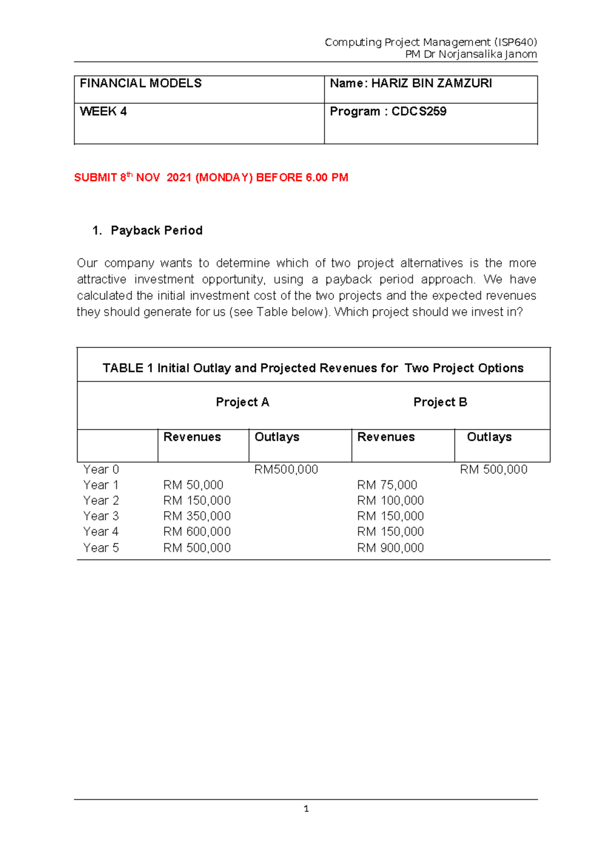 Exercise Financial Model - PM Dr Norjansalika Janom FINANCIAL MODELS ...