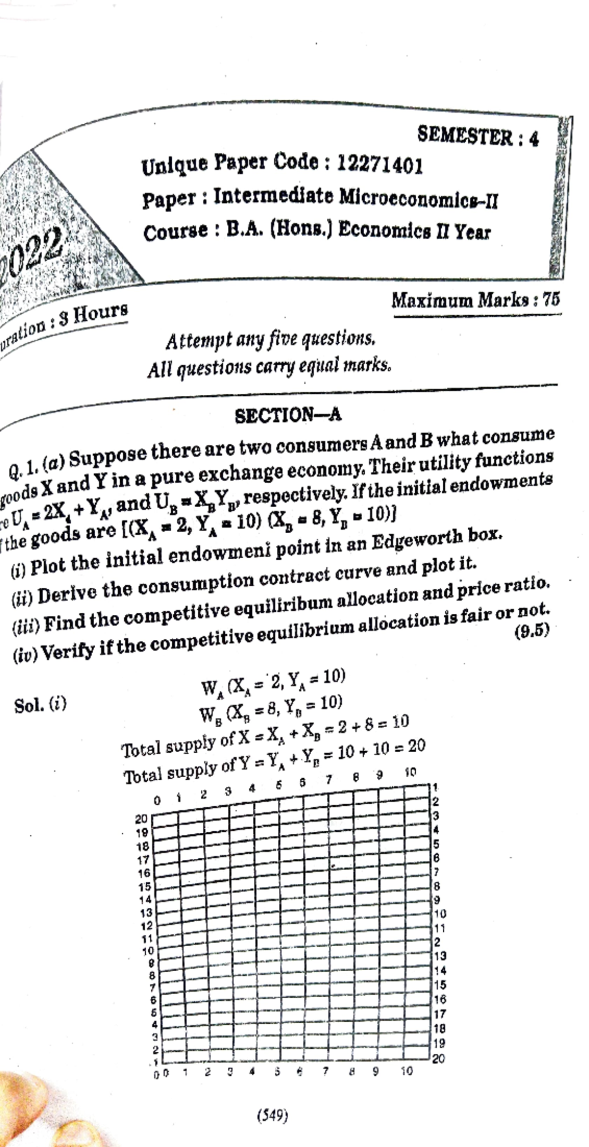 2022 Micro Eco Paper - aration:3 Hours Unique Paper Code : 12271401 Paper : Intermediate - Studocu