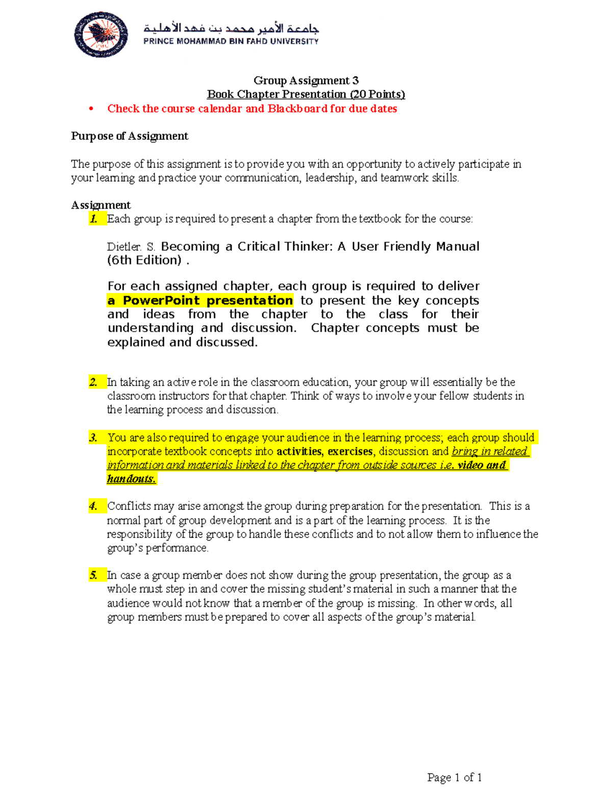 UNIV 1212 Group Assignment 3 chapter presentation - Group Assignment 3 ...