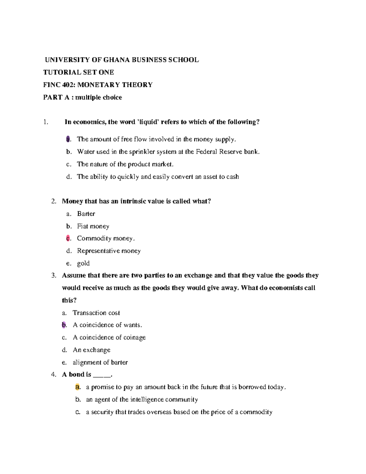 Tutorial set 1 - I want to practice more questions for my exams ...