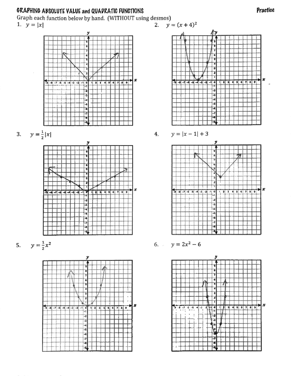 Graphing abs val and quads answers - GRAPHING ABSOLUTE VALUE and ...