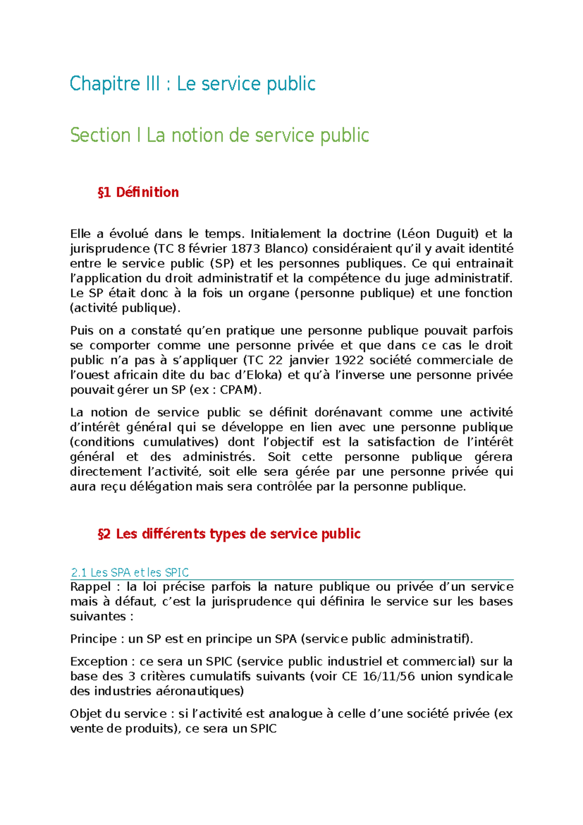 Ch03 - Cours - Chapitre III : Le service public Section I La notion de ...