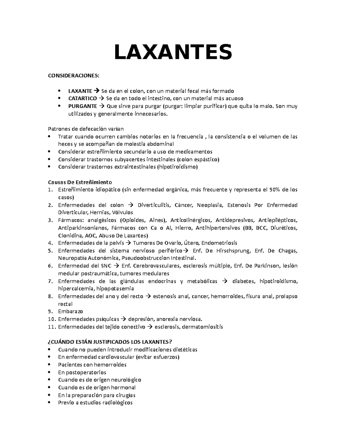 Laxantes - Farmacología - LAXANTES CONSIDERACIONES: LAXANTE Se da en el ...