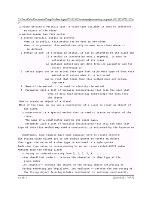 Comp Sci Class 1 notes - /**Chapter One: Introduction * What is a ...