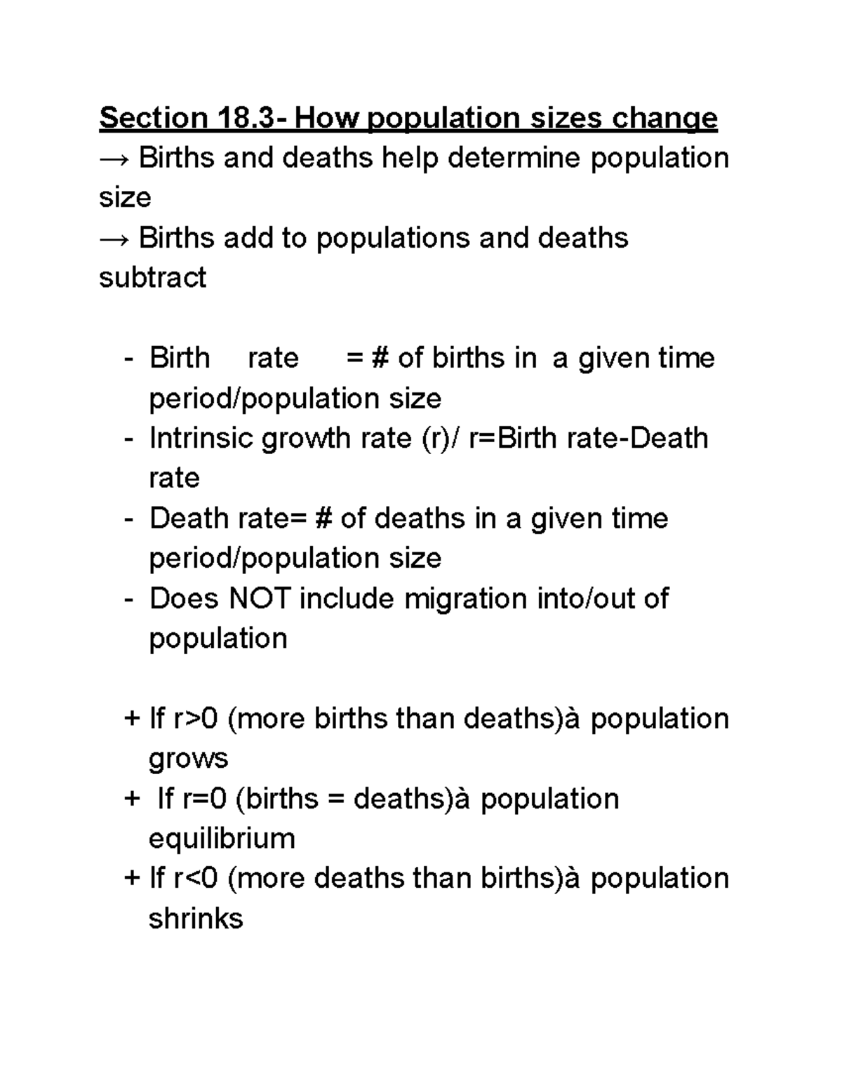 Chapter 18 Section 3 and 4 - Section 18- How population sizes change → Births and deaths help ...