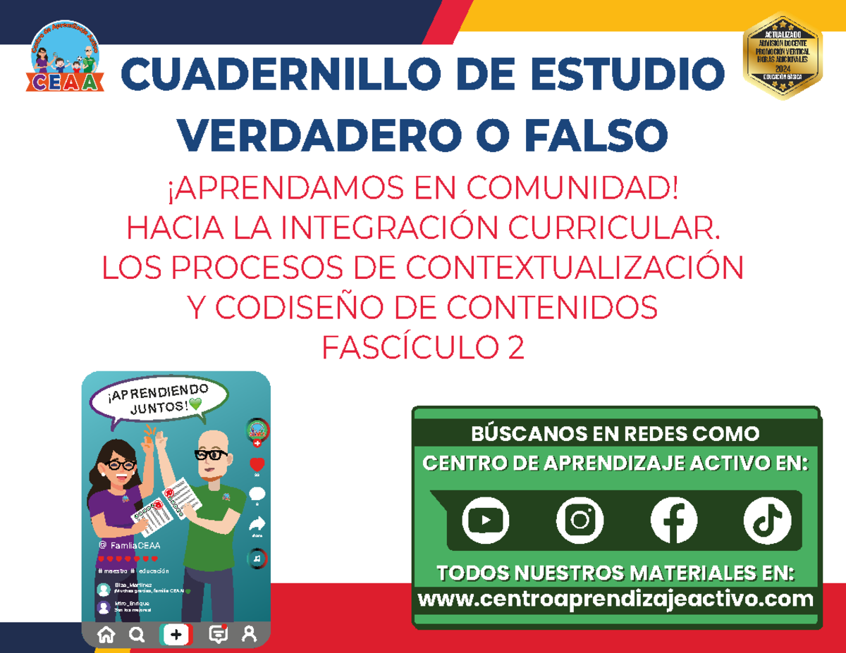 Aprendamos en Comunidad Fasciculo 2 Verdadero o Falso - ADMISIÓN DOCENTE PROMOCIÓN VERTICAL ...