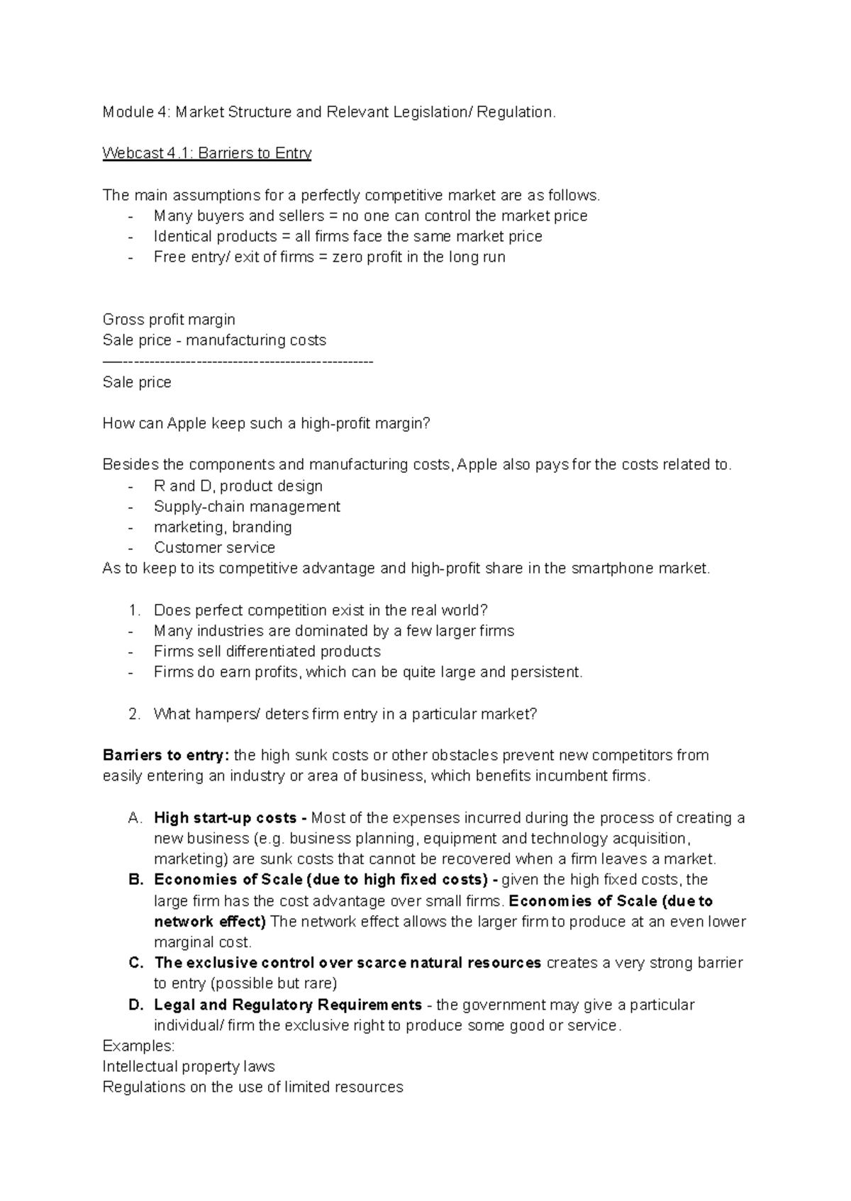 Module 4 - Markets in the Real World Market Power and Regulation ...