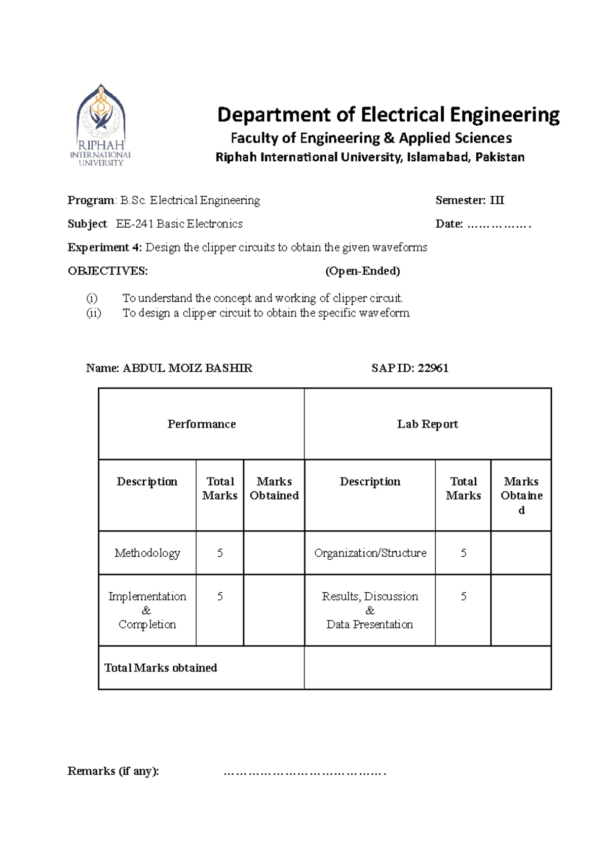 Hamza shazad 22666 BE lab 4 - Database - Riphah - Studocu