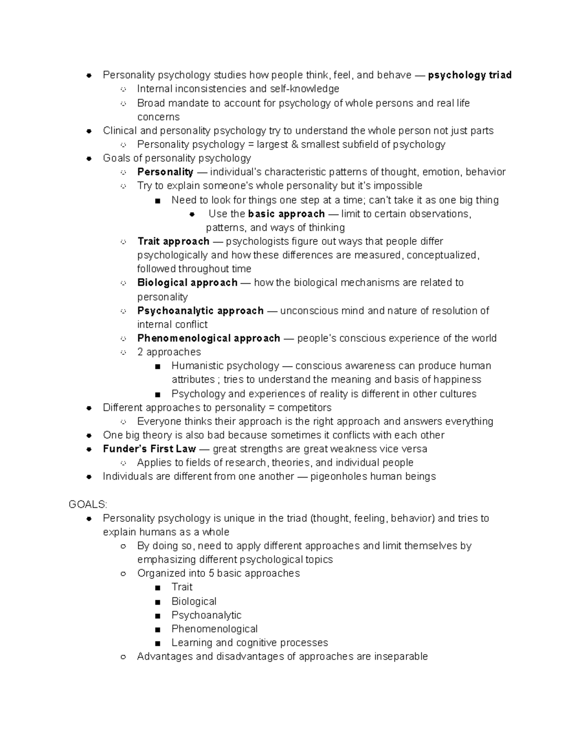 Chapter 1 Intro - Lecture notes 1 - Personality psychology studies how ...