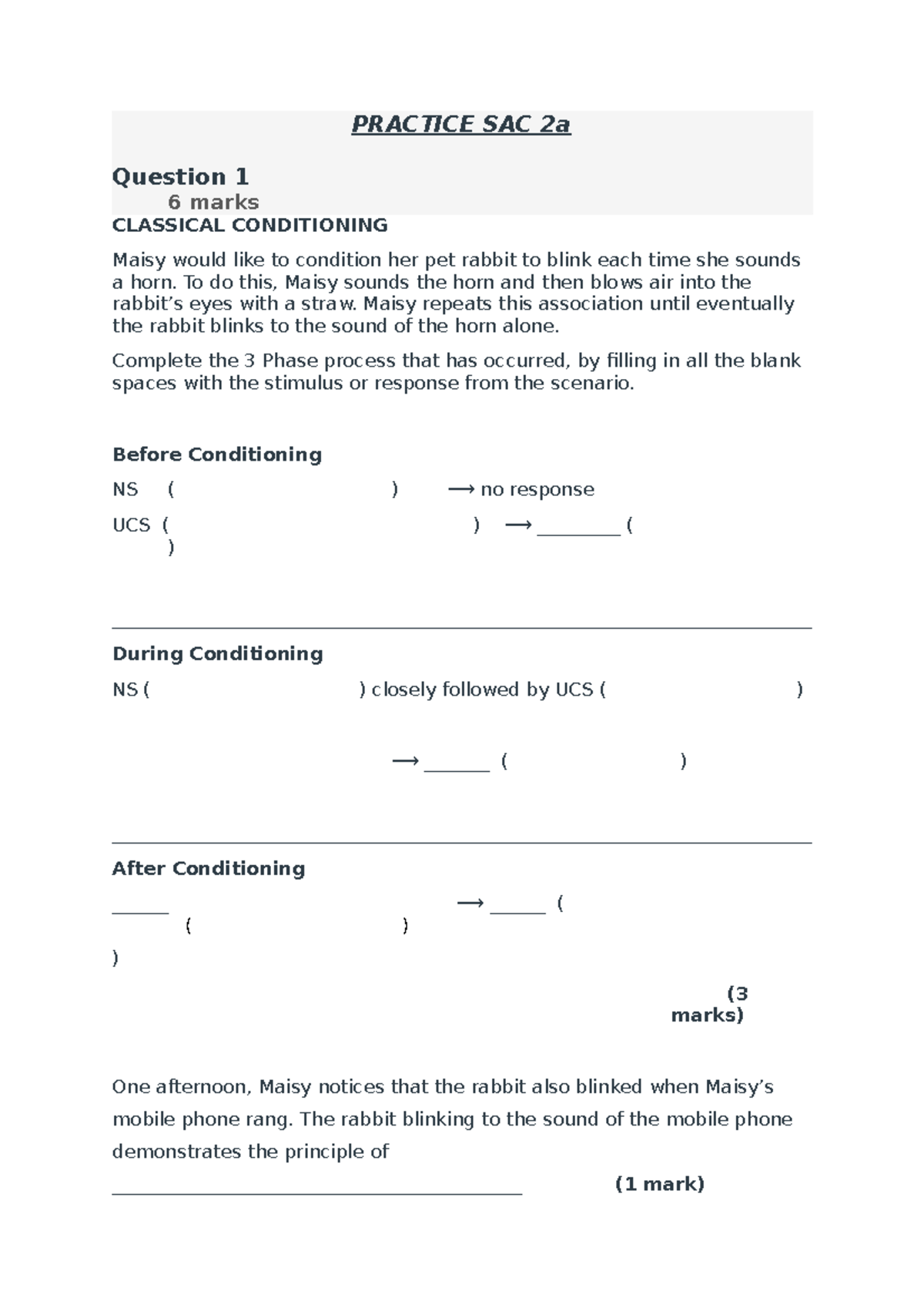 Practice sac 2 - PRACTICE SAC 2a Question 1 6 marks CLASSICAL ...