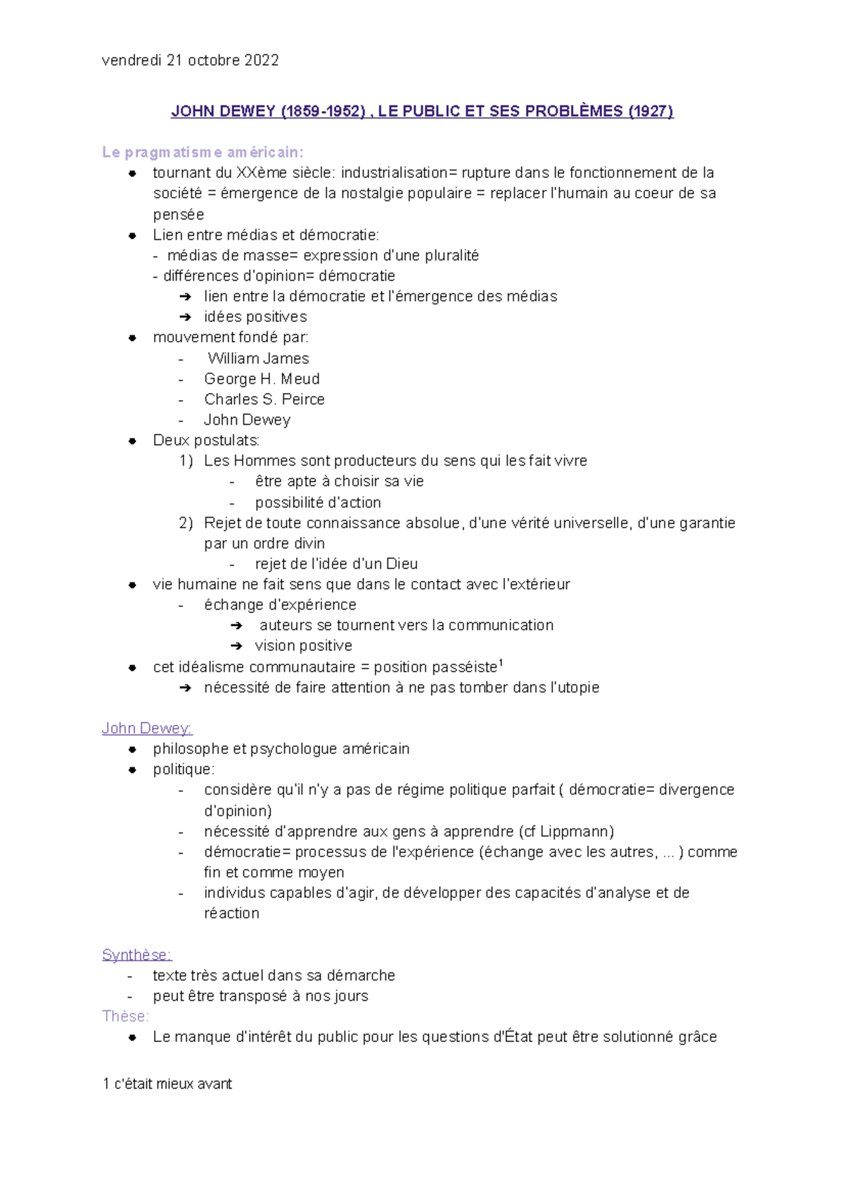 JOHN Dewey (1859-1952) , LE Public ET SES Problèmes (1927) - vendredi ...