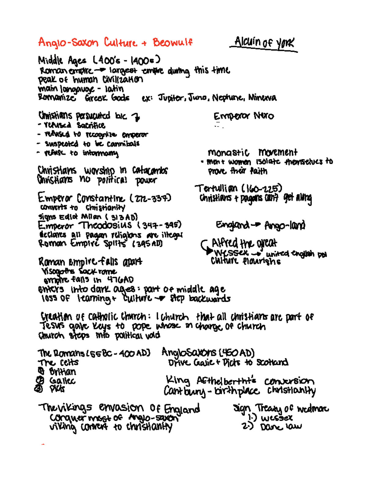 Anglo-Saxon - Anglo-Saxon Notes - Anglo Saxon Culture Beowulf Middle ...
