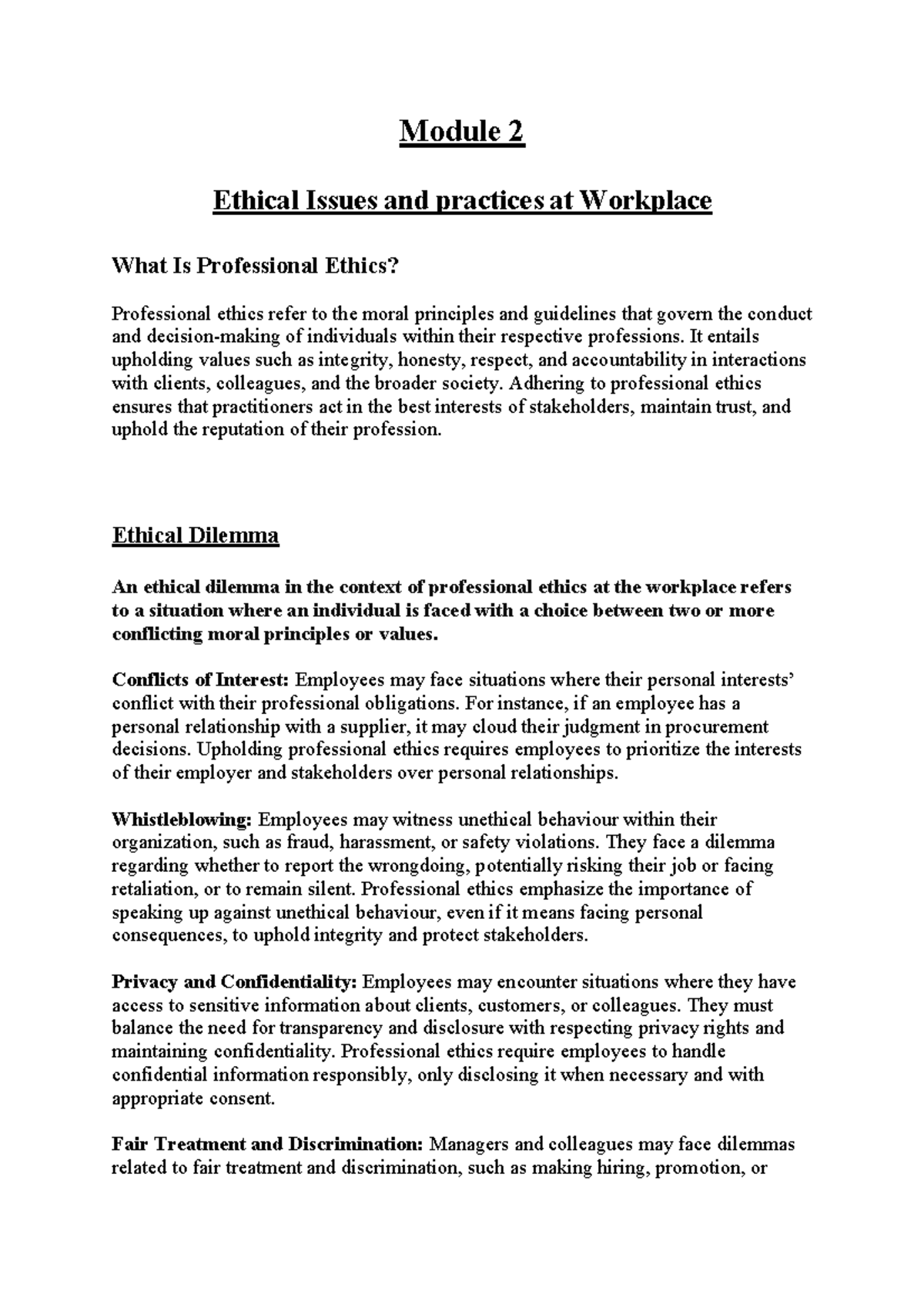 Module 2 Notes Of Pfe Lecture Assignment Module 2 Ethical Issues