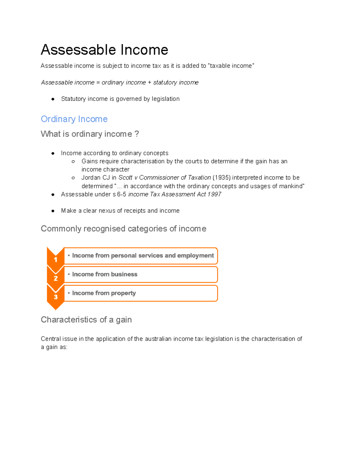 Week 2 - The Income Concept & Tax Collection Mechanism - Assessable ...