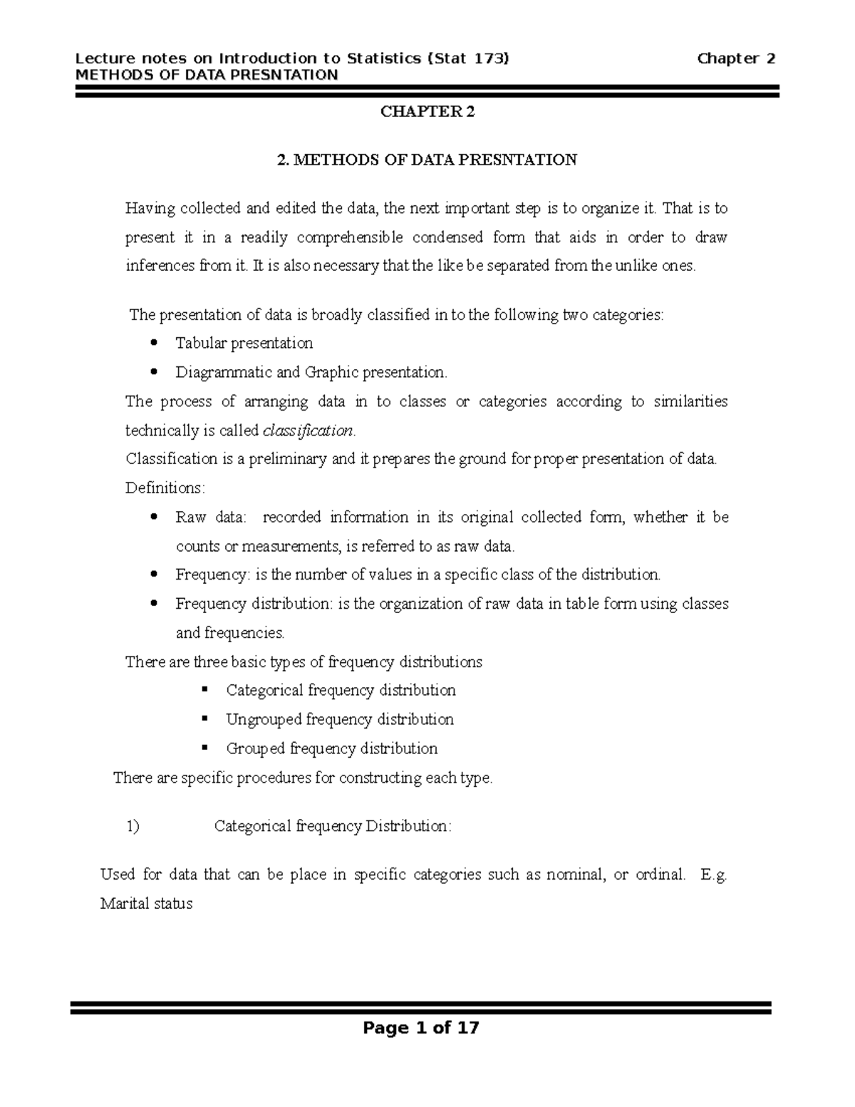 Chapter-2-Methods of Data Presentation - METHODS OF DATA PRESNTATION METHODS OF DATA PRESNTATION ...