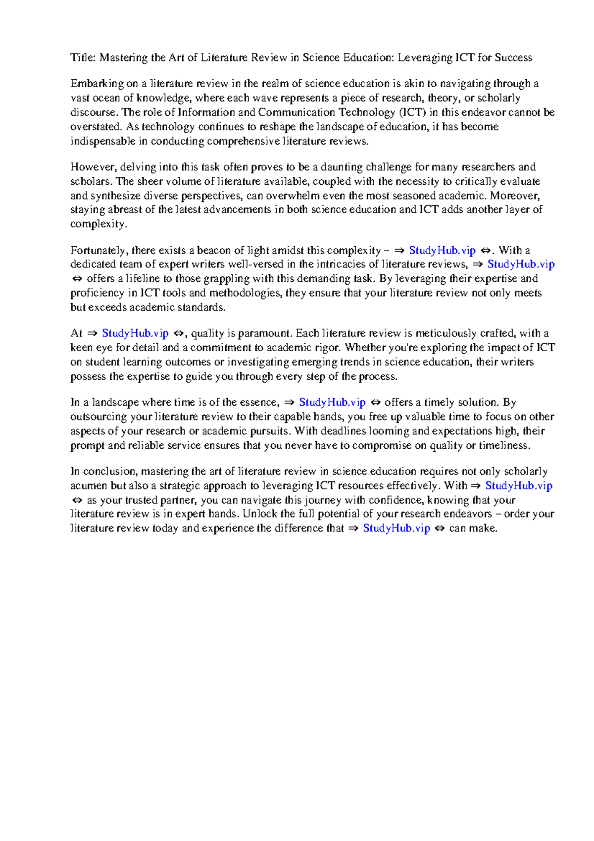 Literature Review In Science Education And The Role Of Ict - Title ...