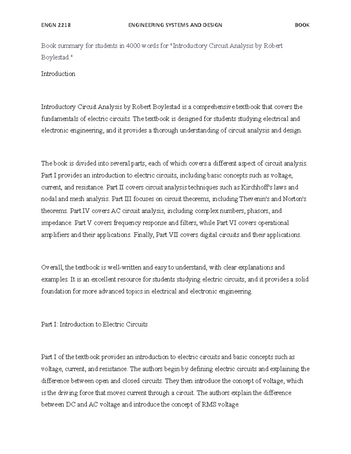 Book summary for students in 4000 words for Introductory Circuit ...