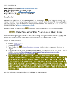 Study guide - Data Management for Programmers Study Guide Competency ...
