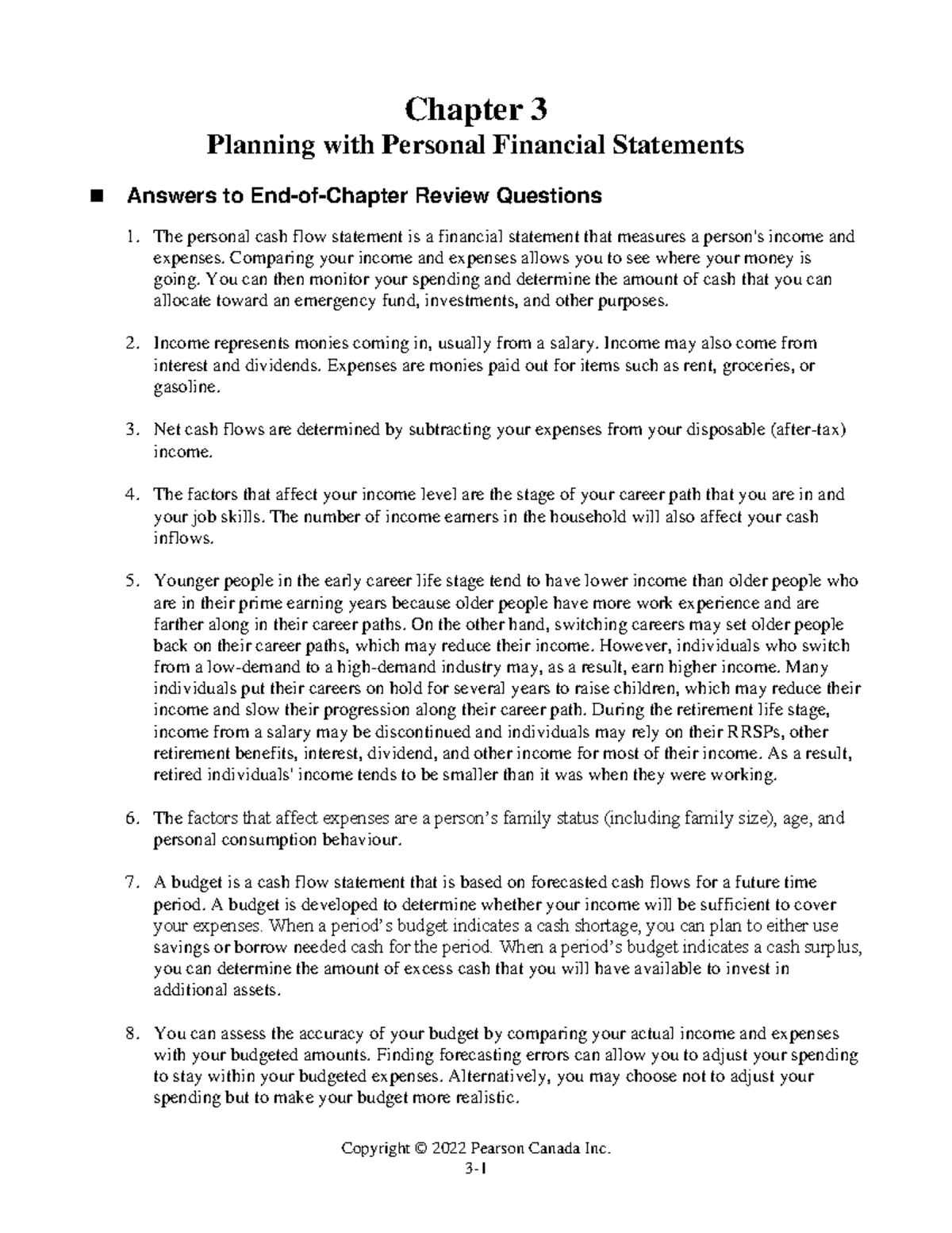 Chapter 3 Solutions - Copyright © 2022 Pearson Canada Inc. Chapter 3 ...
