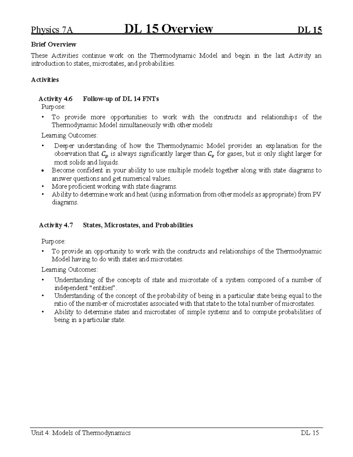 7A-DL15 - Assignment DL#15. - Physics 7A DL 15 Overview DL 15 Brief ...