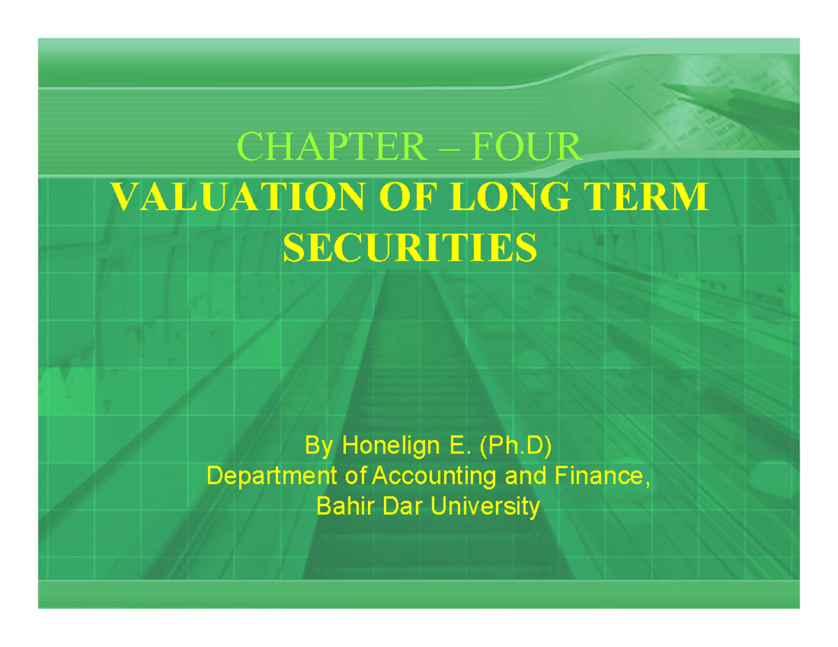 Chapter Four-Valuation of Long Term Securities - CHAPTER – FOUR VAL ...