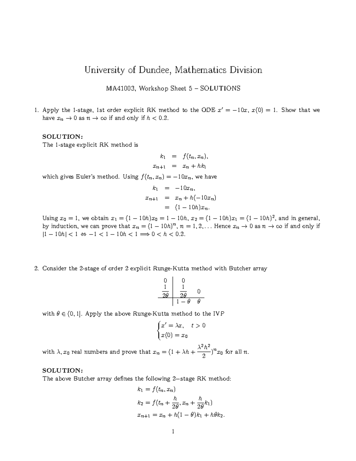 Tutorial 5 - Solutions - wk5 sol - University of Dundee, Mathematics ...