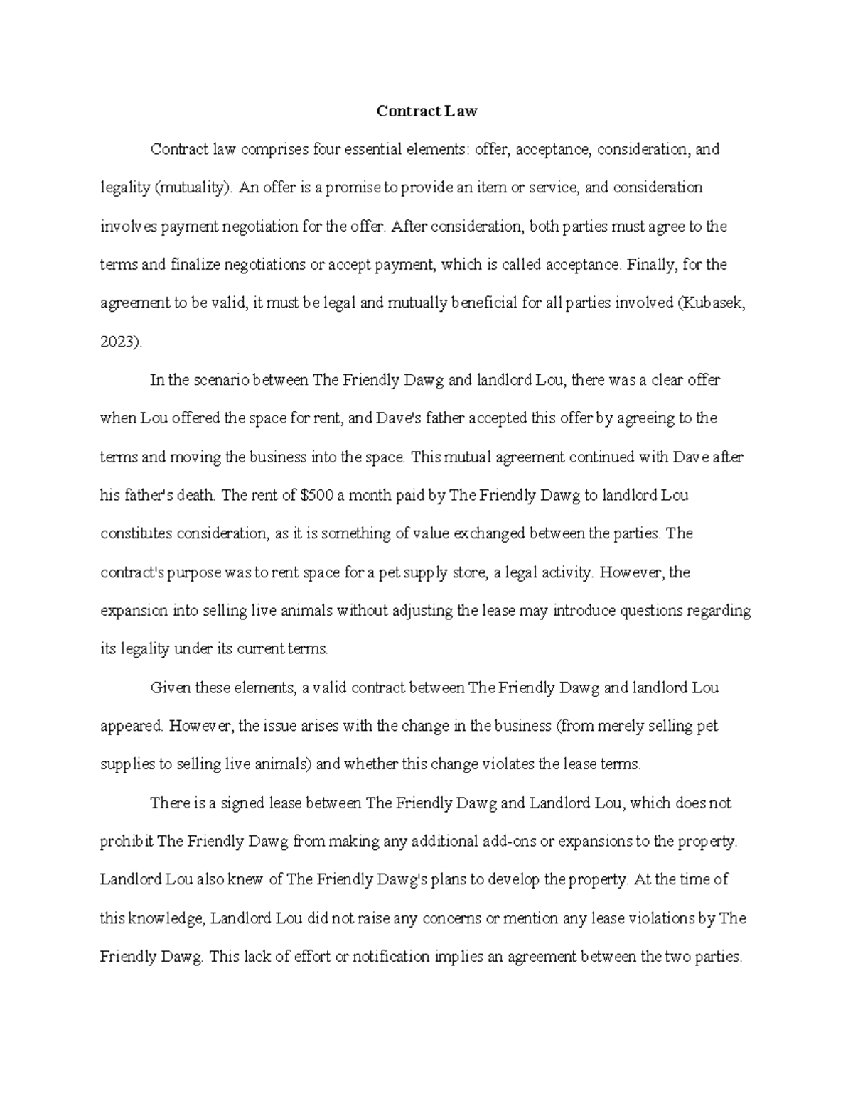 BUS 206 Module 7 - Contract Law - Contract Law Contract law comprises ...