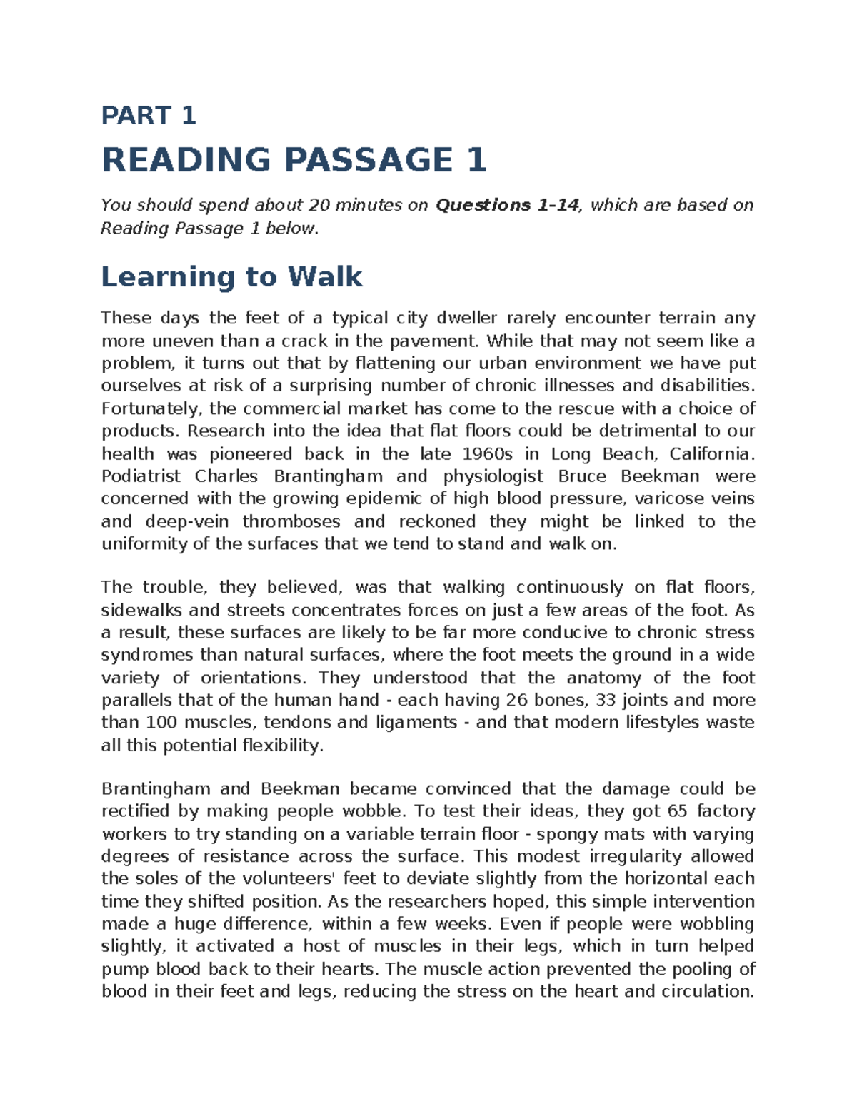 Ielts Reading - PART 1 READING PASSAGE 1 You should spend about 20 ...