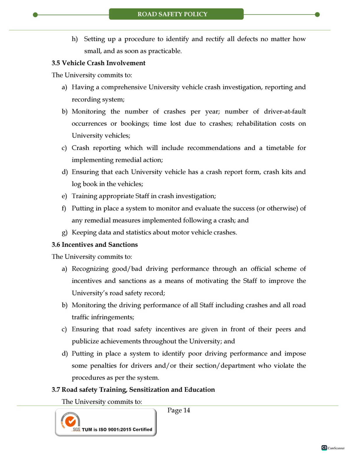 ROAD Safety Policy Final 16-17 - introduction to compuetrs - CamScanner ...