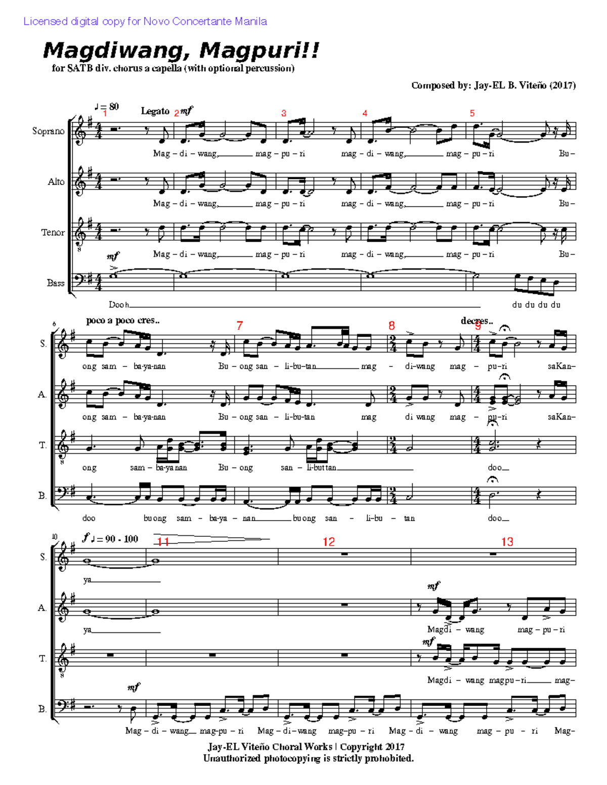kahshcksjah jsjshhx - Magdiwang, Magpuri!! 6 10 Soprano Alto Tenor Bass ...