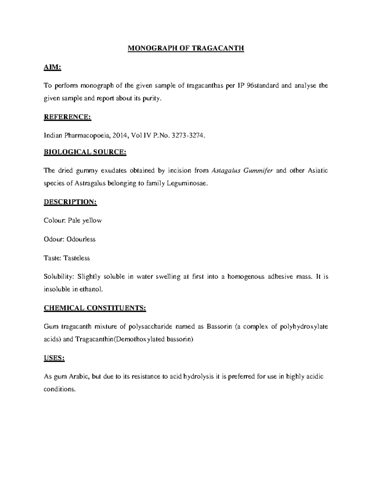 Monograph OF some crude Drugs in Pharmacognosy - MONOGRAPH OF ...