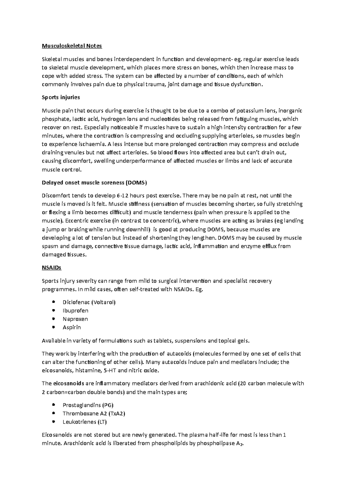 Musculoskeletal Notes - Musculoskeletal Notes Skeletal muscles and ...