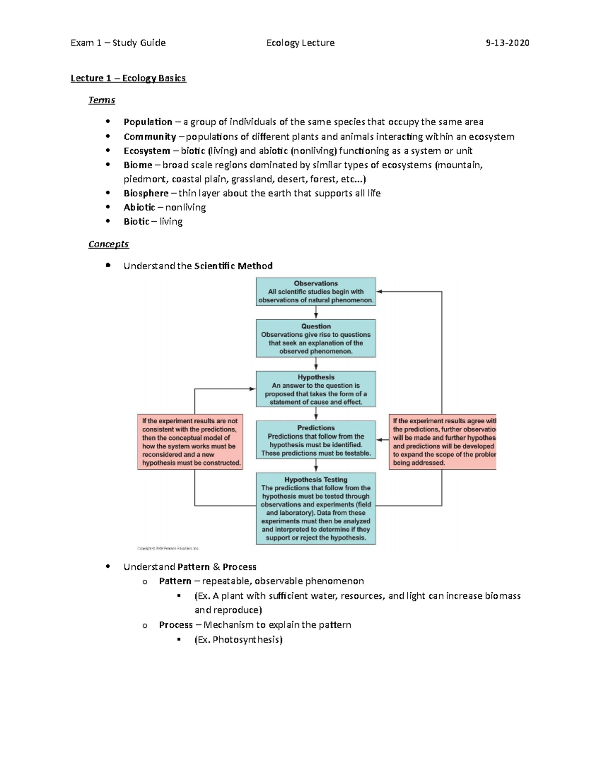 Study Guide Exam 1 - Lecture notes 1-4 - Lecture 1 – Ecology Basics ...