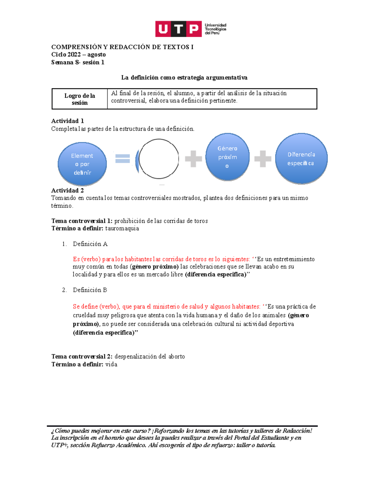 S08.s1 La definici n como estrategia argumentativa (material) 2022-agosto - COMPRENSIÓN Y ...