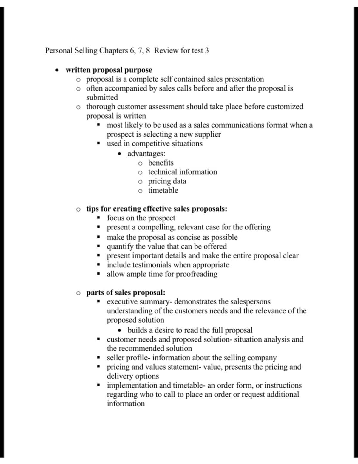 Personal Selling Exam 3 Notes - MKT 4113 - Studocu
