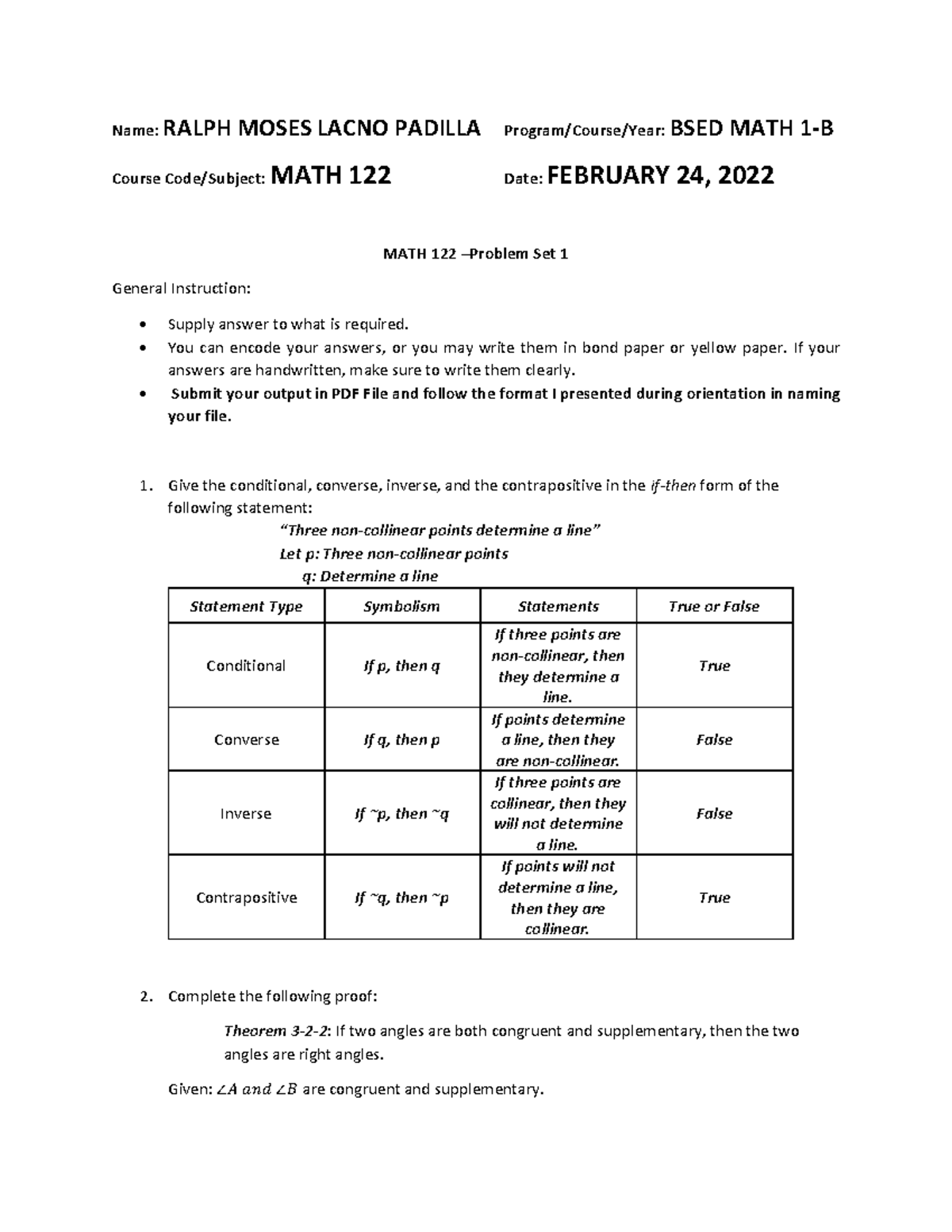 MATH 122 - Problem Set 1 - Name: RALPH MOSES LACNO PADILLA Program ...