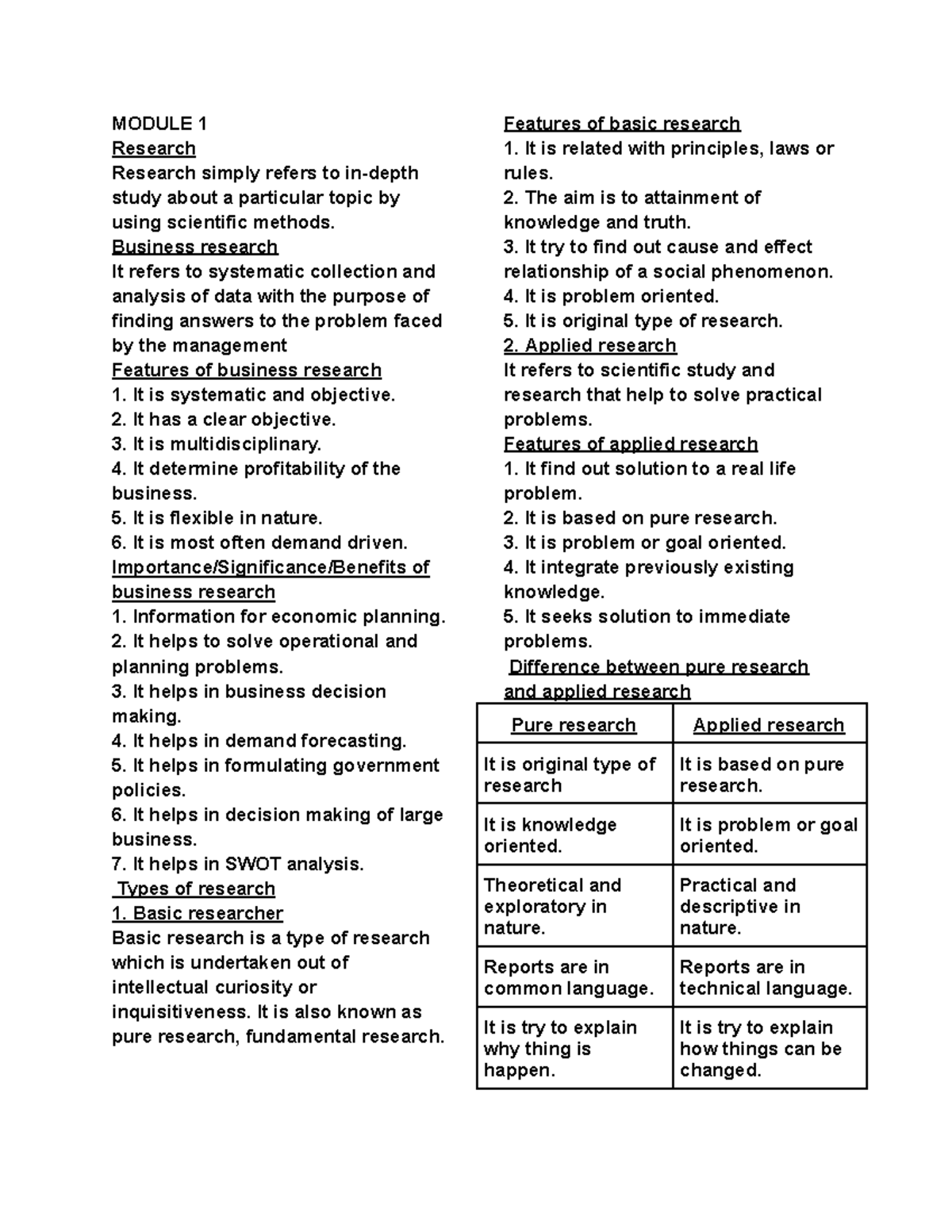 BRM. FULL - very helpfull notes - MODULE 1 Research Research simply ...