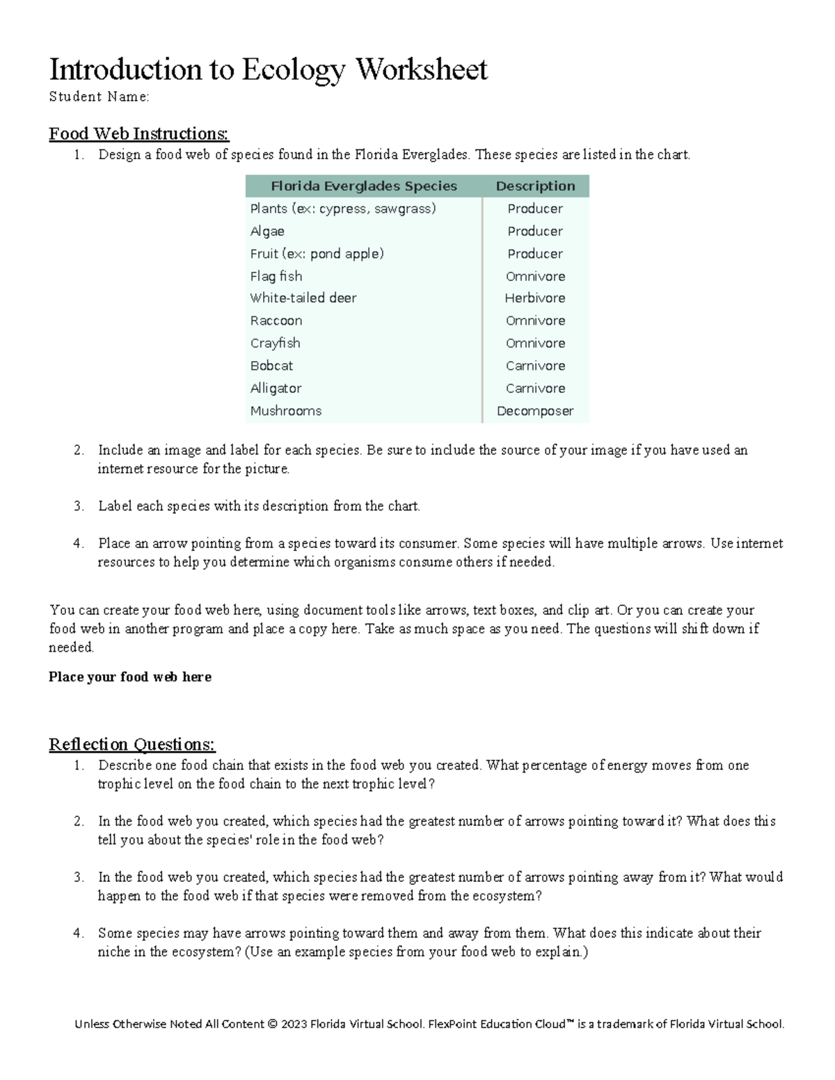01 03 worksheet - gsfsef - Introduction to Ecology Worksheet Student ...