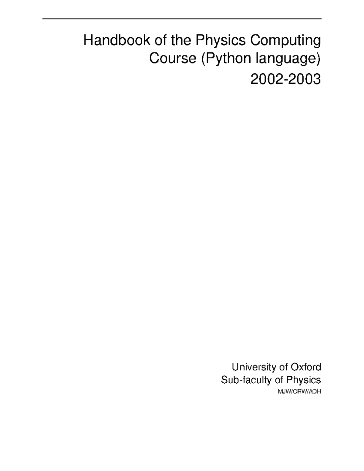 Oxford Handbook Python - Handbook of the Physics Computing Course ...