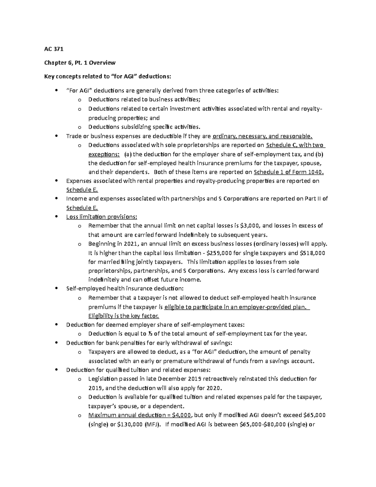 AC 371 Unit Two Overviews - AC 371 - Alabama - Studocu