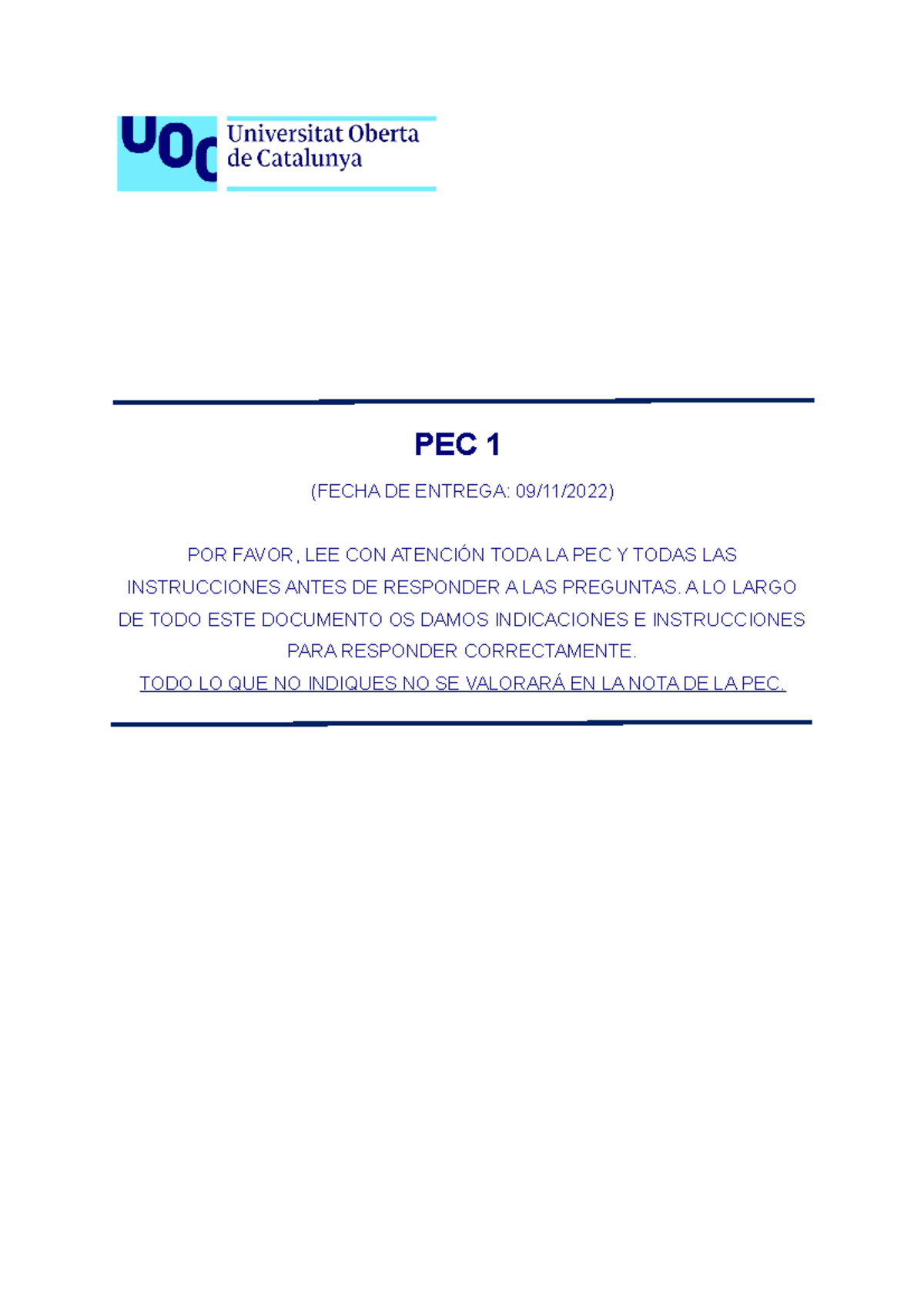 PEC 1 - NOTA A - EVALUACIÓN PSICOLÓGICA - PEC 1 (FECHA DE ENTREGA: 09/11/2022) POR FAVOR, LEE ...