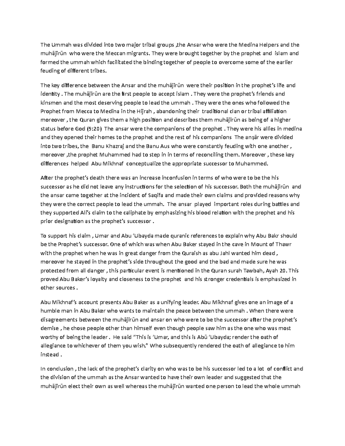 Islam - The Ummah was divided into two major tribal groups ,the Ansar ...