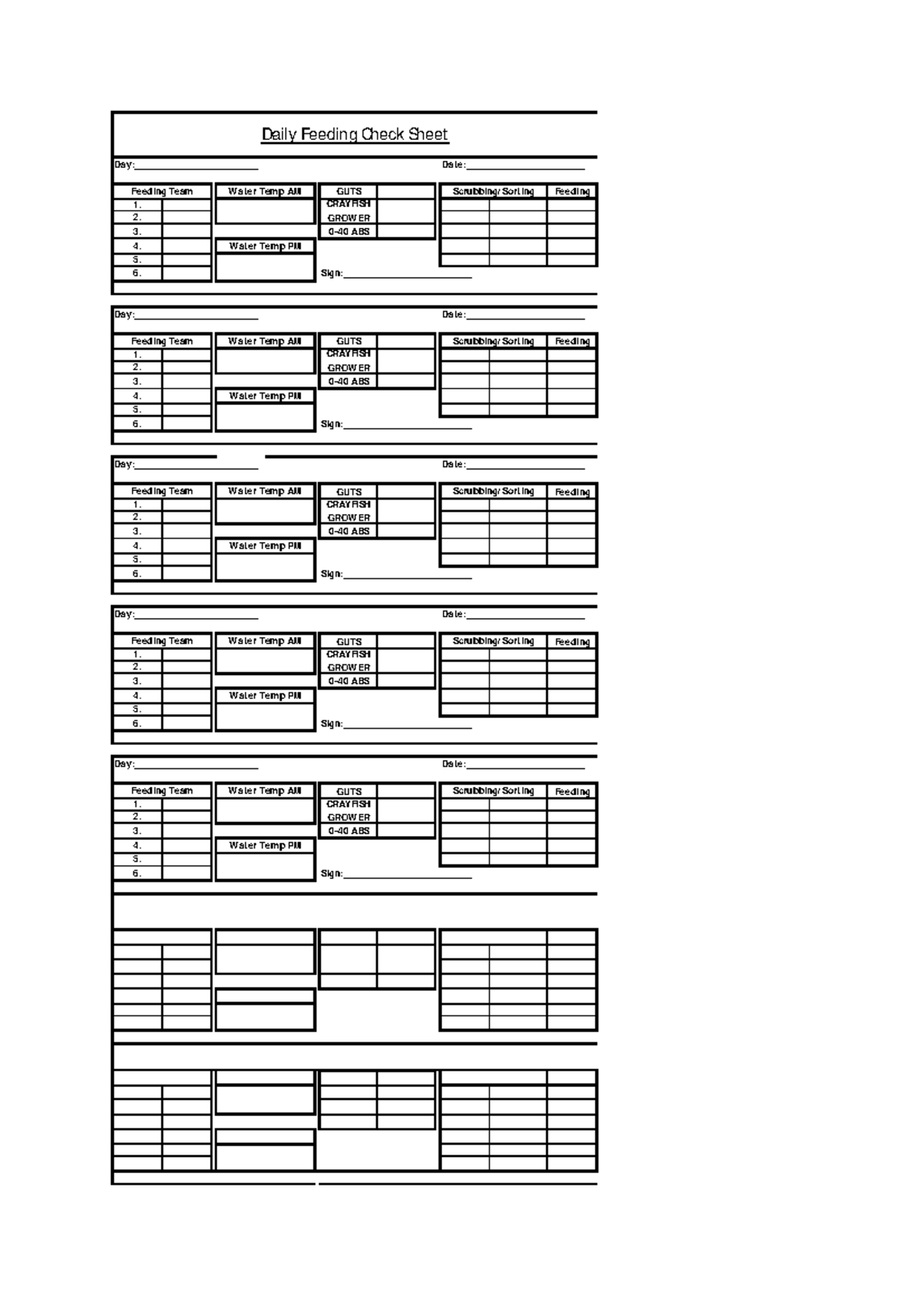 Crayfish Daily Sheets (Autosaved) - Day:_______________________ Date